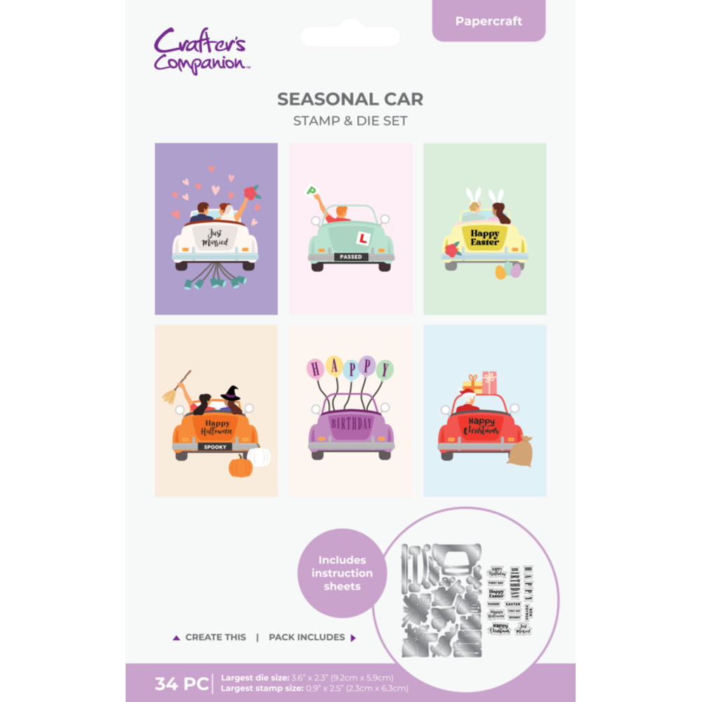 Crafter's Companion Seasonal Car Stamp & Die (CC-STD-SECA) - Paperpads.nl