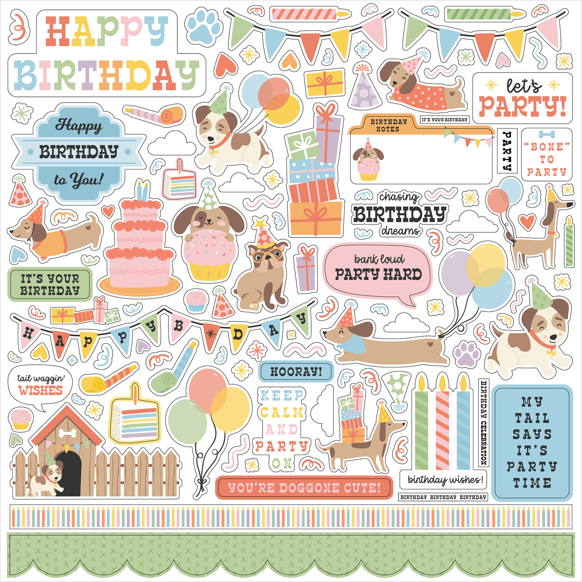 Echo Park Party Animal 12x12 Inch Element Sticker (PA480014) - Paperpads.nl