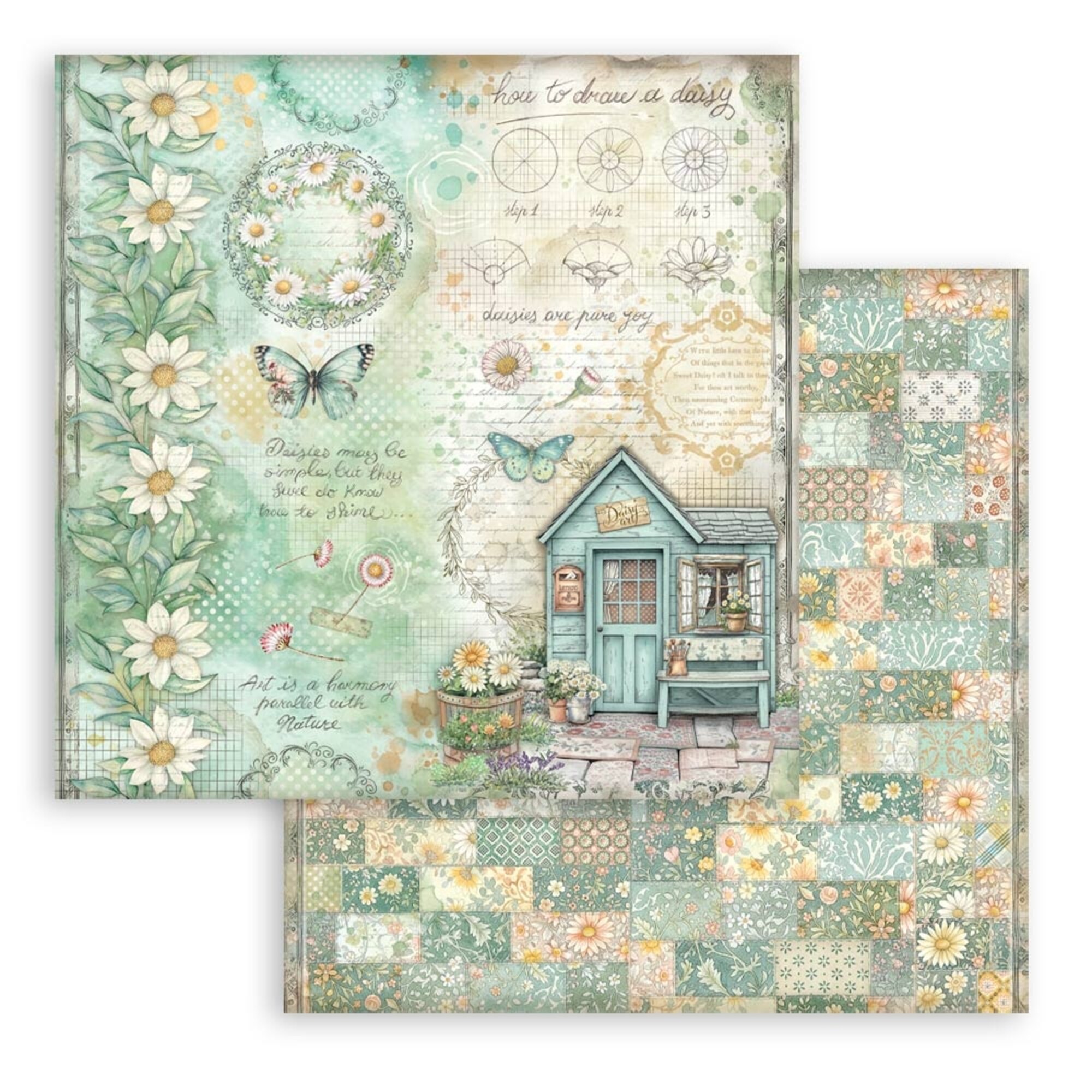 Stamperia Daisy Art 8x8 Inch Paper Pack (SBBS138) - Paperpads.nl