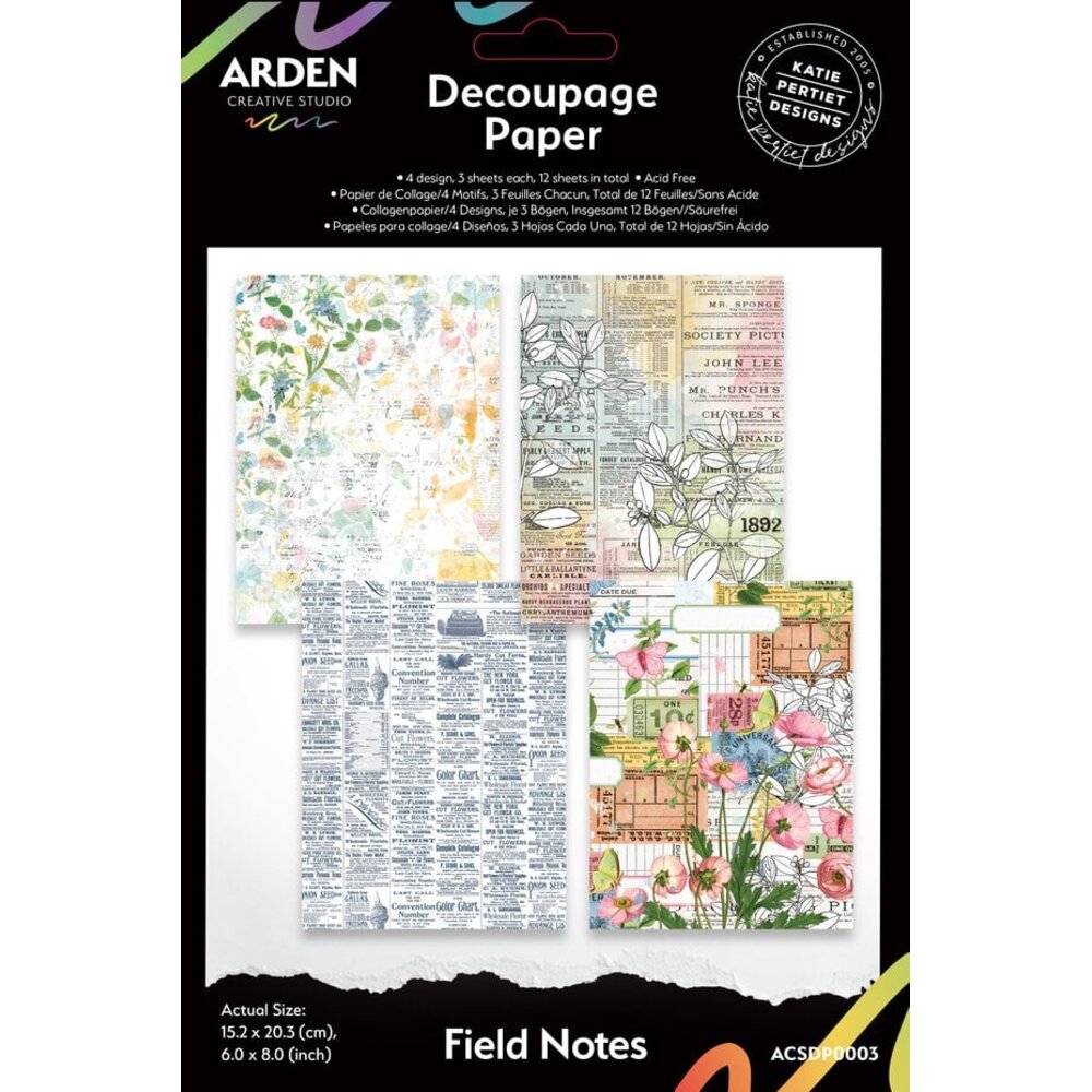 Arden Creative Studio Field Notes 6x8 Inch Decoupage Paper (ACSDP0003 ...