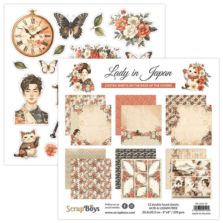 ScrapBoys Lady in Japan 8x8 Inch Paper Pad (SB-LAJA-10) - Paperpads.nl