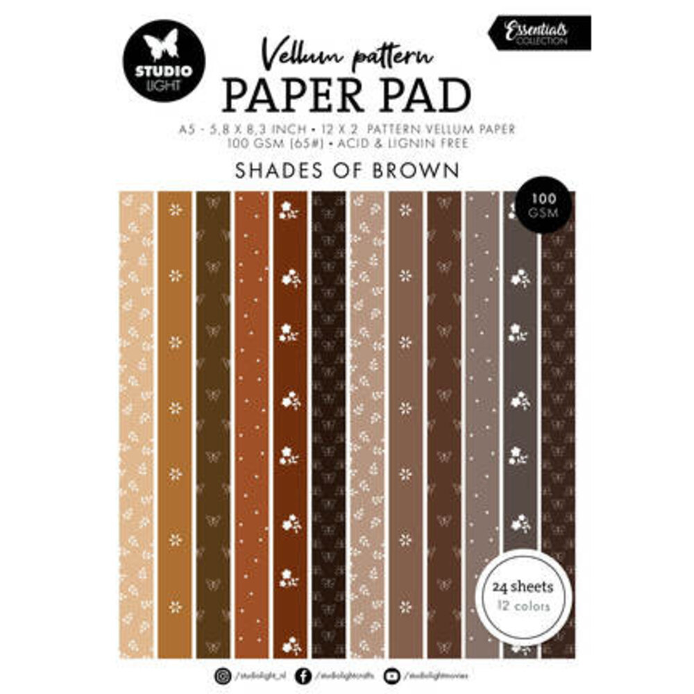 Studio Light Essentials Spring Brown Print A5 Vellum Paper Pad (SL-ES ...