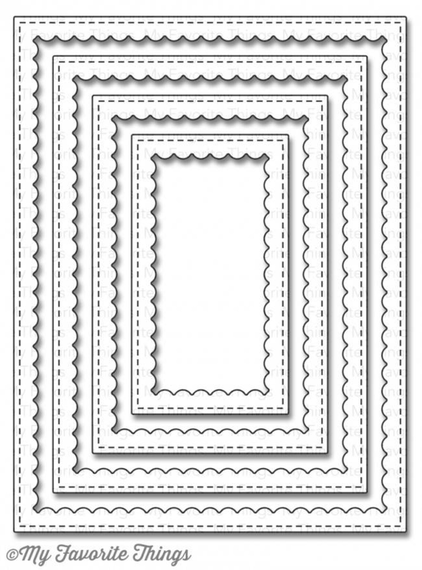 Die-Namics Stitched Rectangle Scallop Frames (MFT-860) - Paperpads.nl
