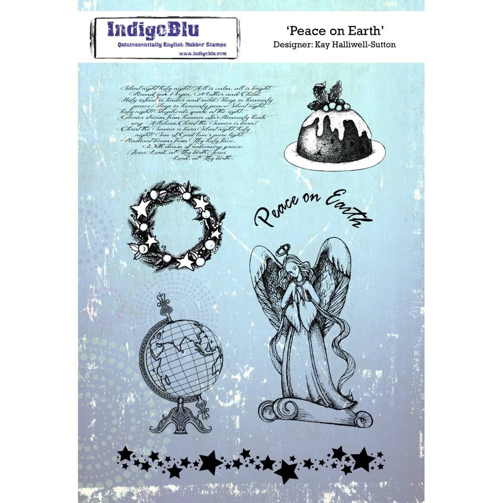 IndigoBlu Peace On Earth A5 Rubber Stamp (IND0266) - Paperpads.nl