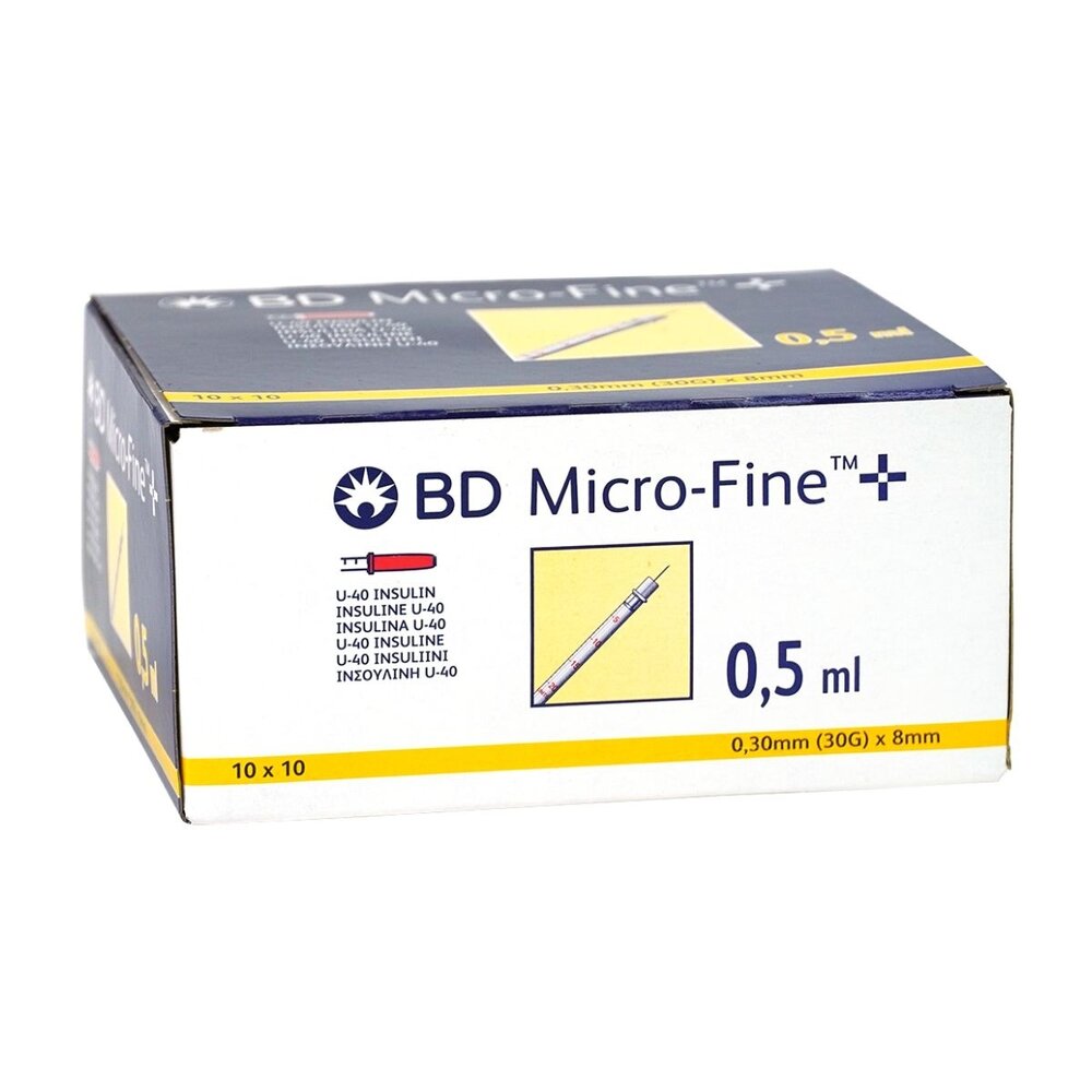 BD Microfine insulinespuit 0,5ml + naald 0,30x8mm U40 - De Boer Dental