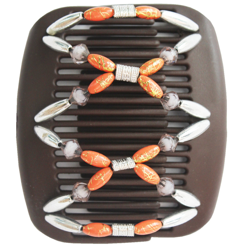 African Butterfly Hair Clips - Bruin / Oranje , Zilver | Megatip.be