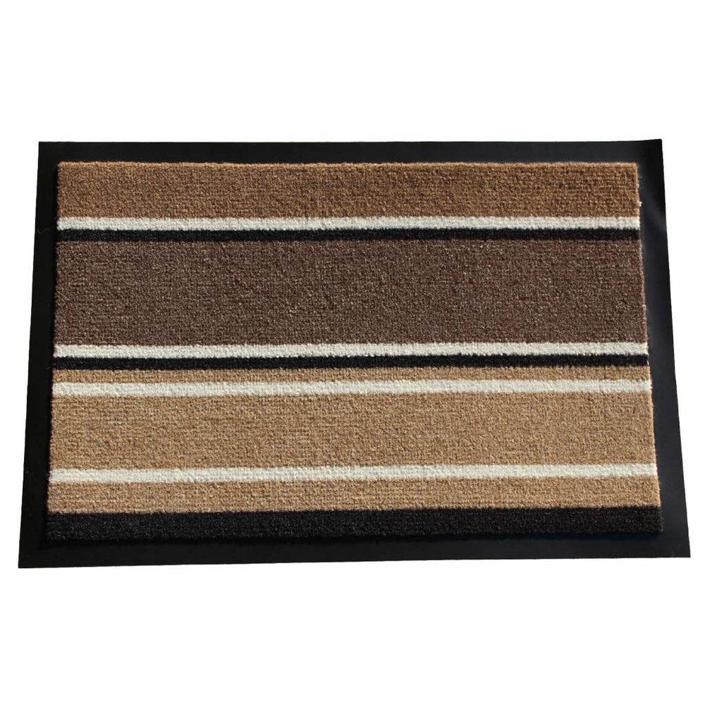 Schoonloopmat Bruin gestreept 60 X 80 cm. met boord | Megatip.be Schoonloopmat Bruin gestreept 60 X 80 cm. met boord | Megatip.be