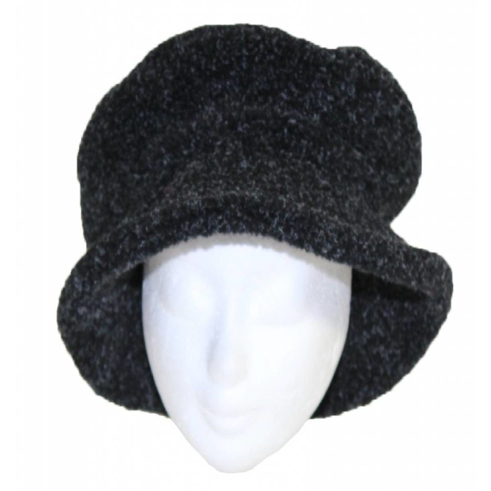Dames Hoedje Teddy / Fleece Zwart - Grijs gespikkeld | Megatip.be