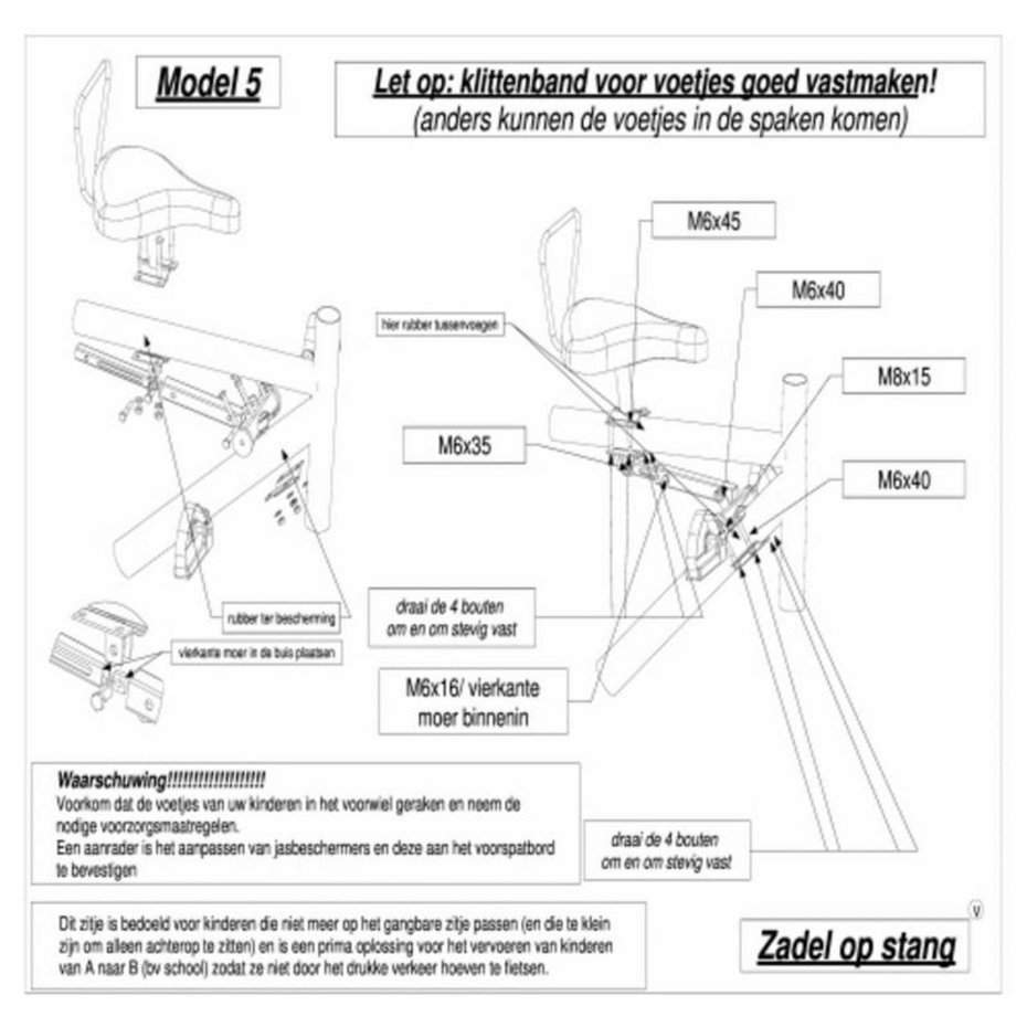 Zadel op Stang voor een Herenfiets met oversized frame (Buiszadel ...