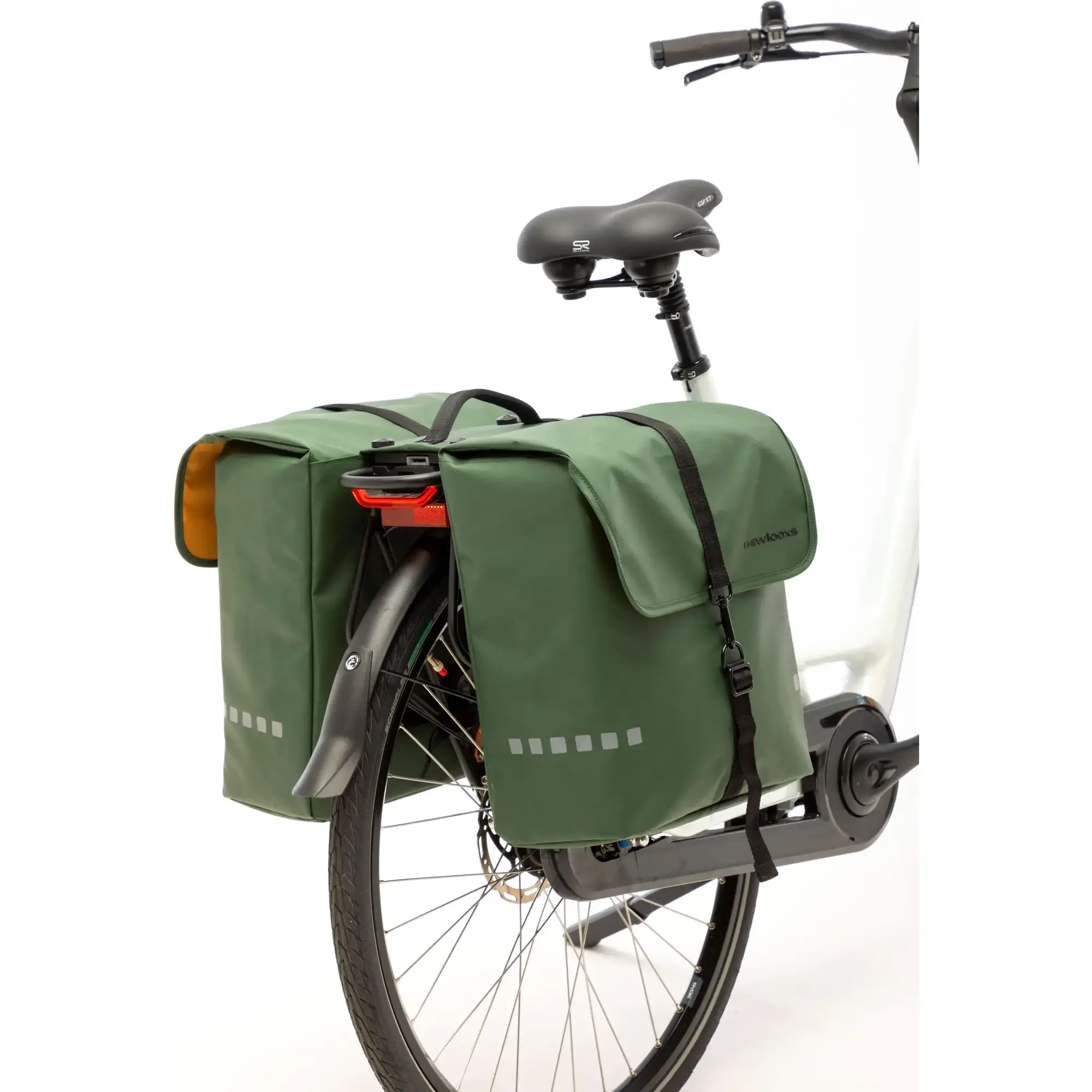 New Looxs Dubbele Fietstas Odense green MIK 39L - Fiets-stoeltje.nl