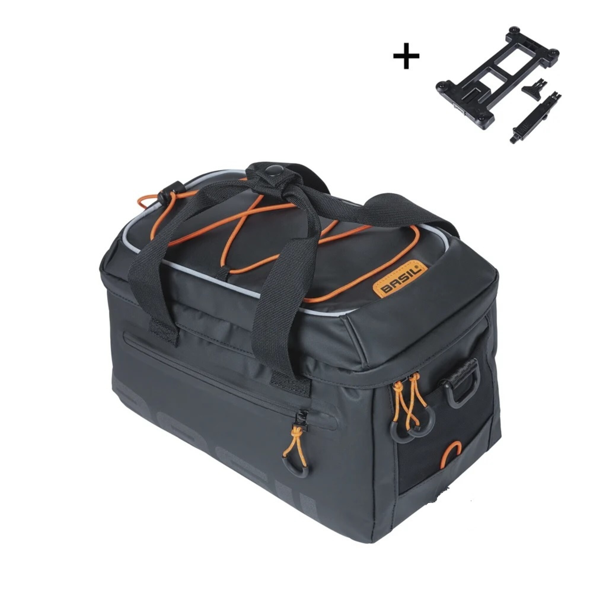Basil Miles Tarpaulin MIK Fietstas 7L – Zwart/Oranje - Fiets-stoeltje.nl
