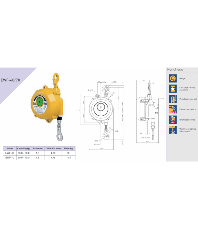 EWF Veerbalancer 4,5-90 kg. - Hijsenenzo BV