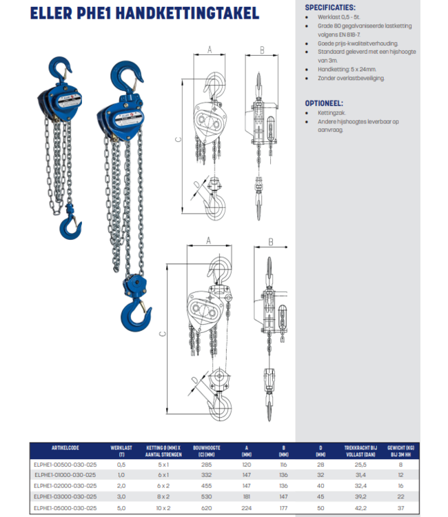 PHE1 Handtakel - Hijsenenzo BV