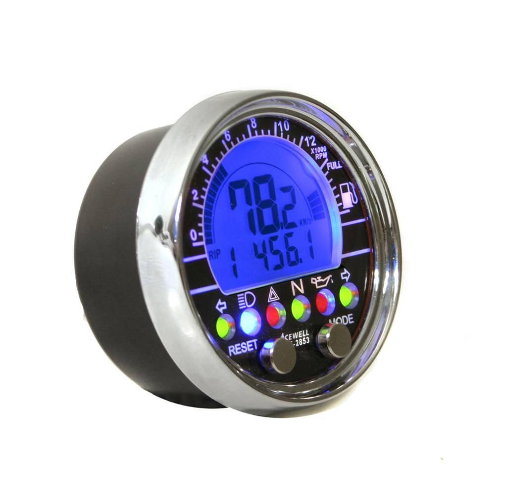 Digital Dash Black/Chrome Speedo ACE-2853 kopen bij CafeRacerWebshop.com
