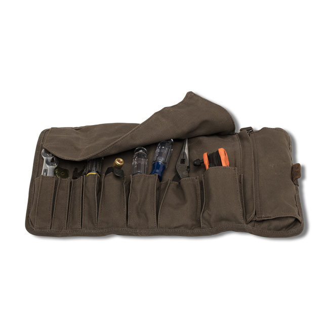 Voyager Tool Roll | Black or Dark oak kopen bij CafeRacerWebshop.com