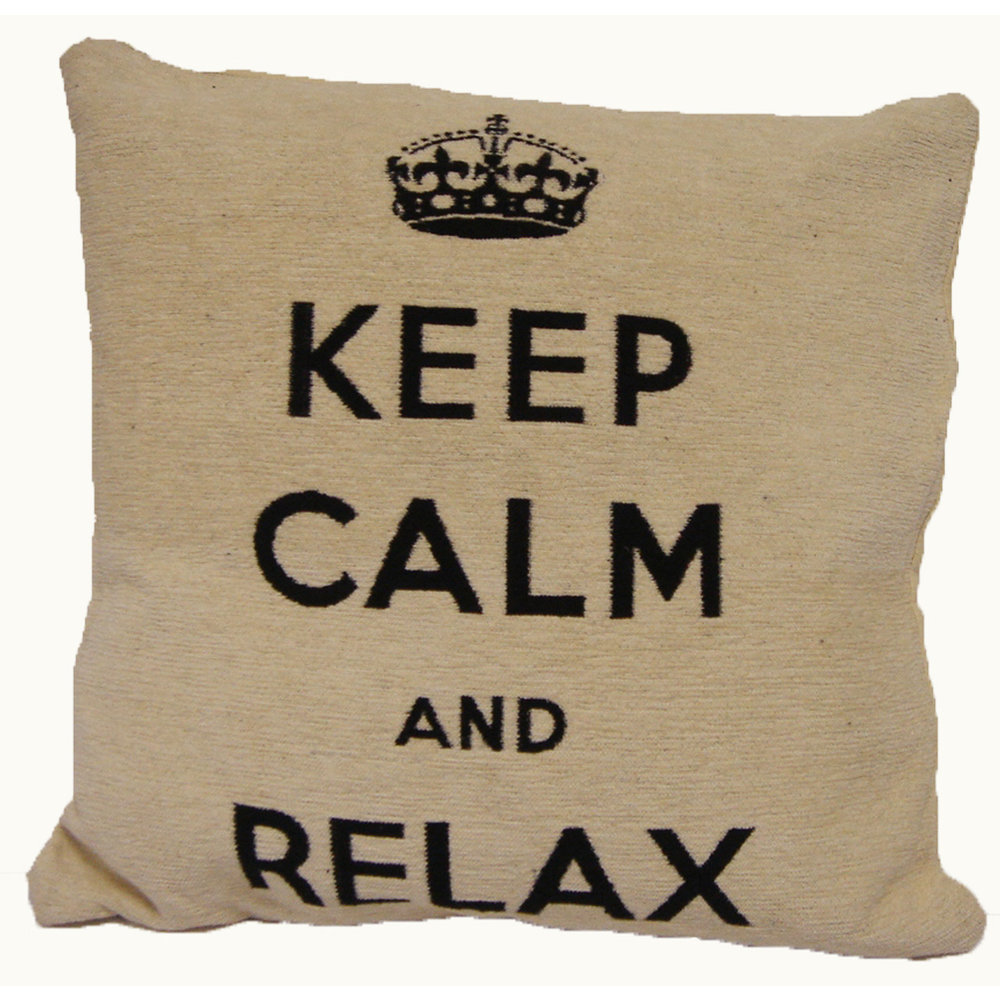 Keep calm and relax sierkussenhoes 45x45 cm - naturel