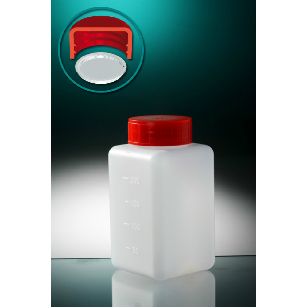 Pot HDPE Vierkant met schroefdop en inlegstop 250ml - Veldshop