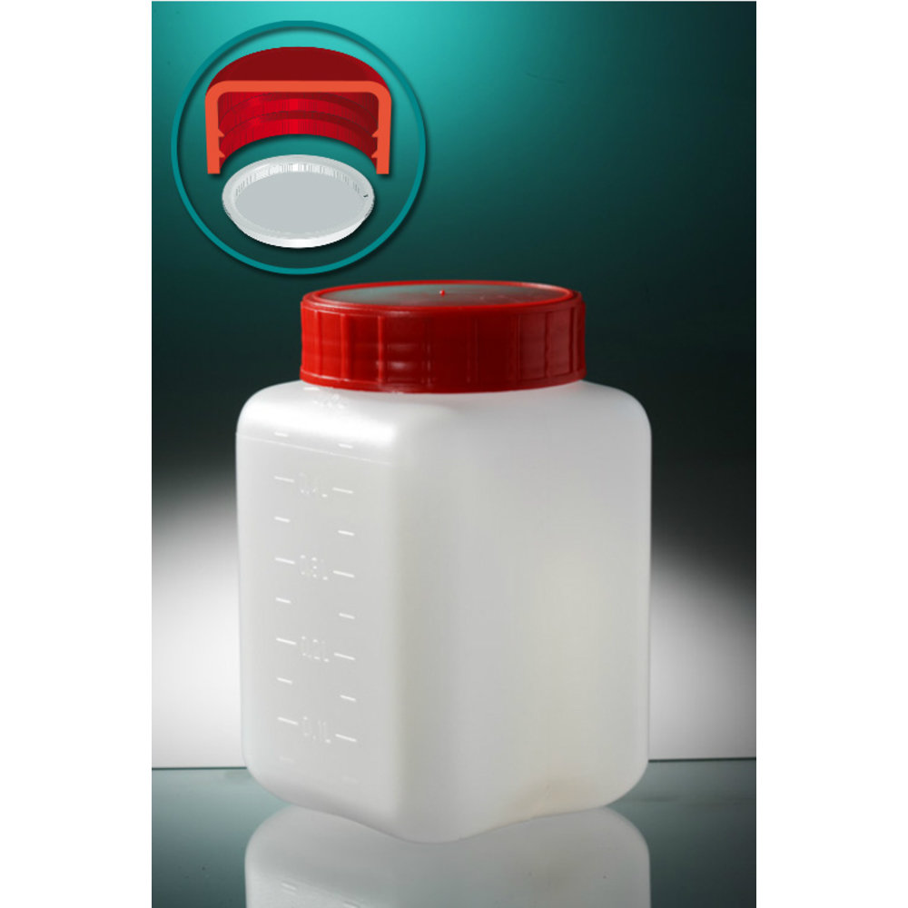 Pot HDPE Vierkant met schroefdop en inlegstop 500ml - Veldshop