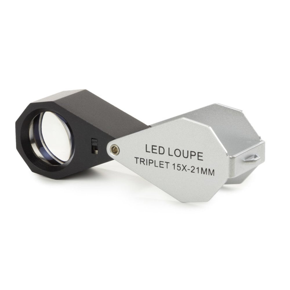 Folding Magnifier Triplet 15x with LED lighting - Veldshop.nl
