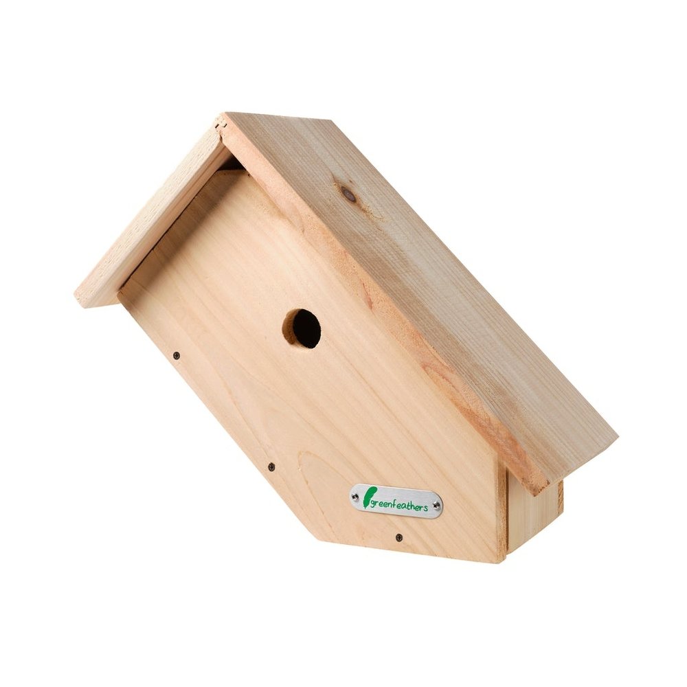 Green Feathers Handmade Wooden Side View Bird Box - Veldshop