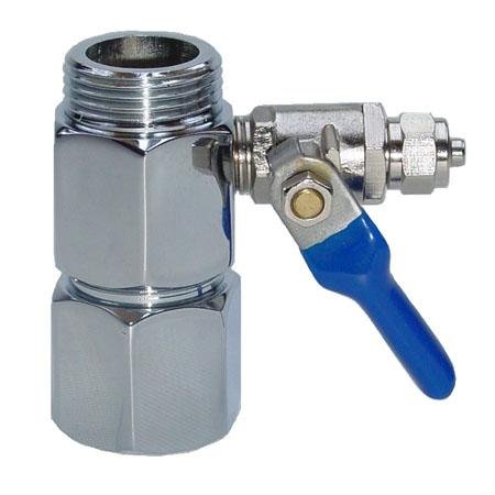 Metal tap connector with ball valve - Onlineaquariumspullen