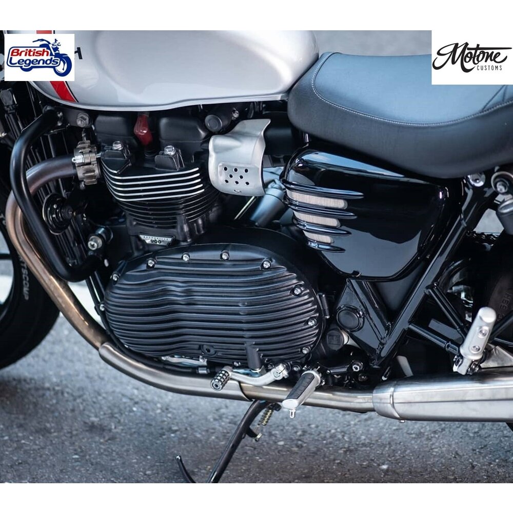 Ribbed "Flat-Track" Side Covers for Triumph Twins
