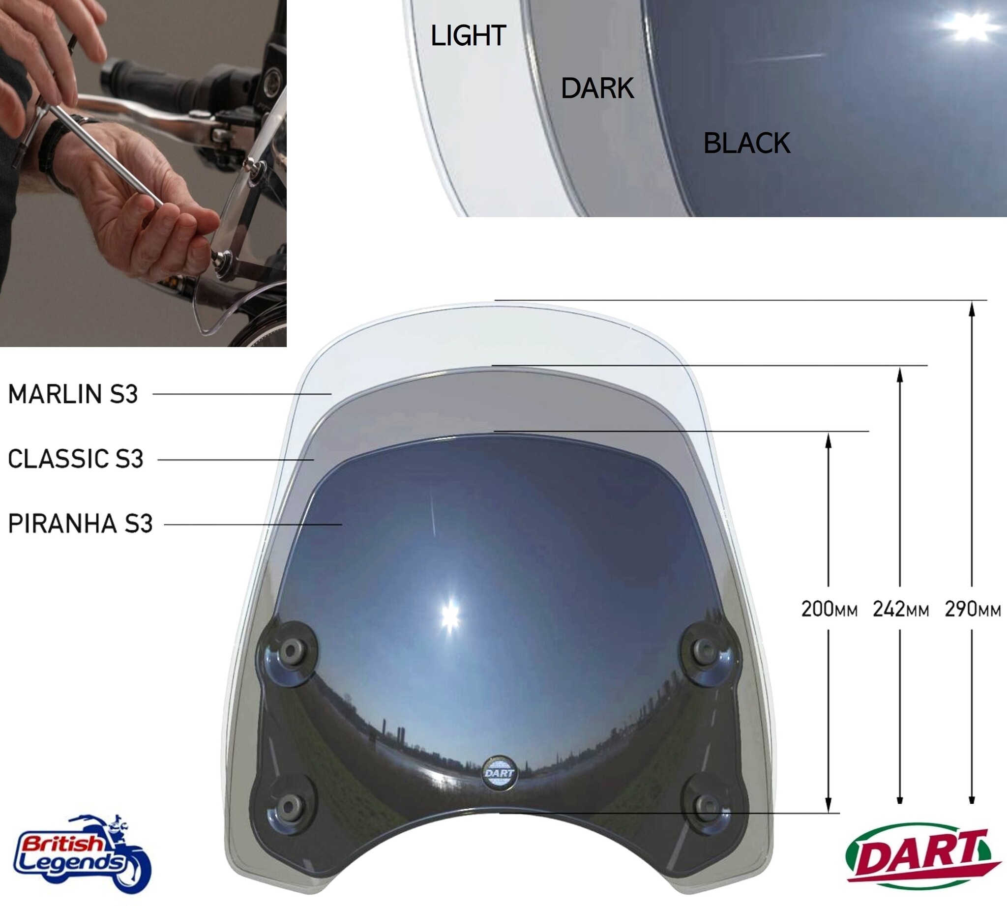 Dart Flyscreen for Triumph Thruxton 900/1200 - British Legends