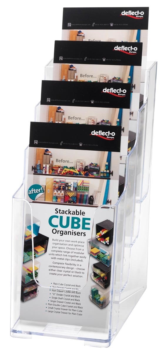 Folderhouder 1/3 A4 4 vaks | Deflecto - Displaymagazijn.nl