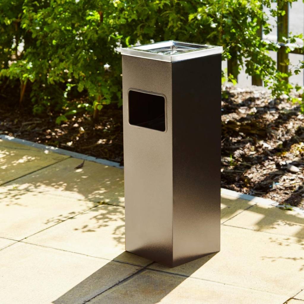 Buy Stainless Steel Waste Bin with Ashtray | 10 L online - HorecaTraders