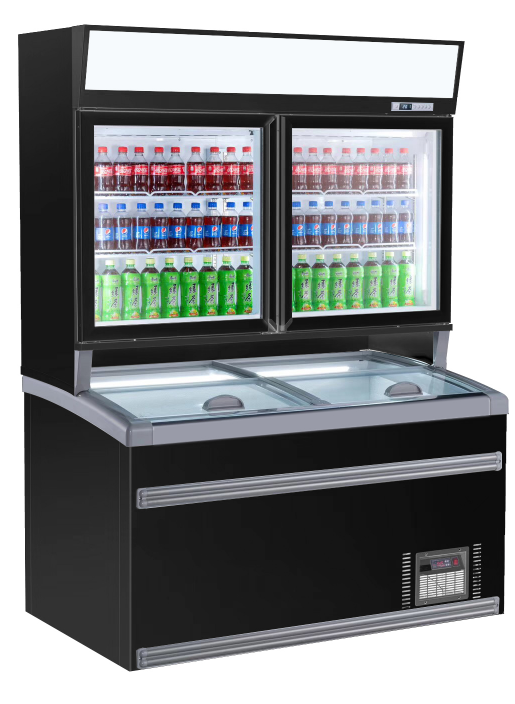 Buy Wall-mounted cooling unit with freezer combination | Black | Glass ...