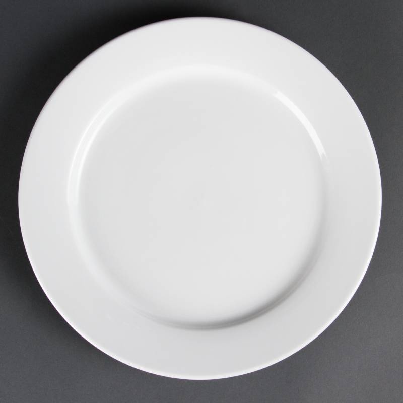 Buy White Plates with wide rim 28 cm (6 pieces) online - HorecaTraders