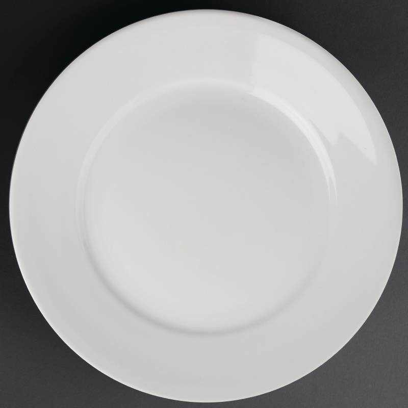 Buy White porcelain plate with wide rim | 28 cm (piece 6) online ...
