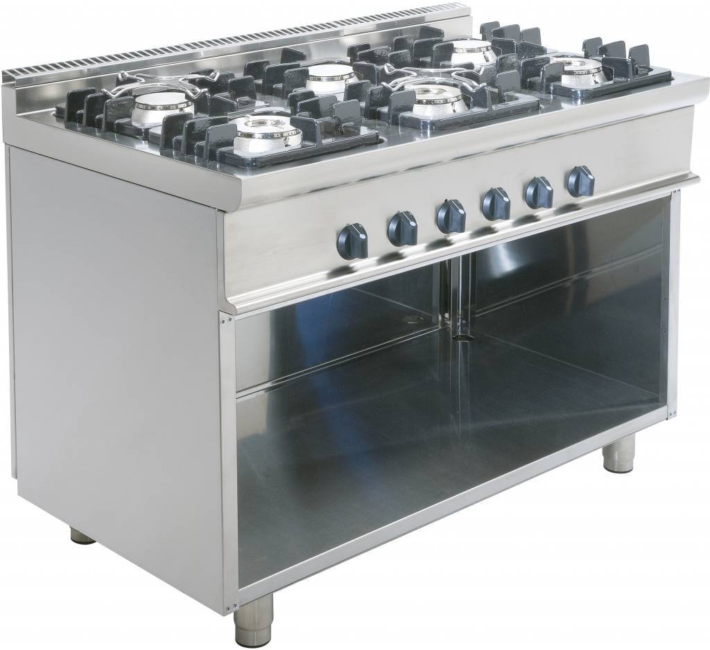 Gasfornuis met Open Onderstel | 6 Branders - Horeca Traders