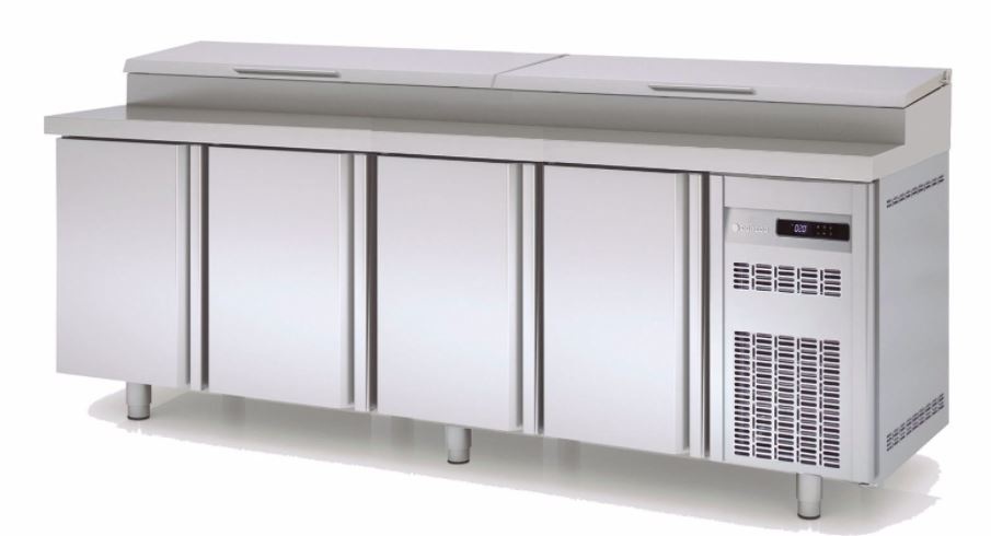 Buy Stainless steel refrigerated workbench | 4 doors | 224.5x70x104.3 ...