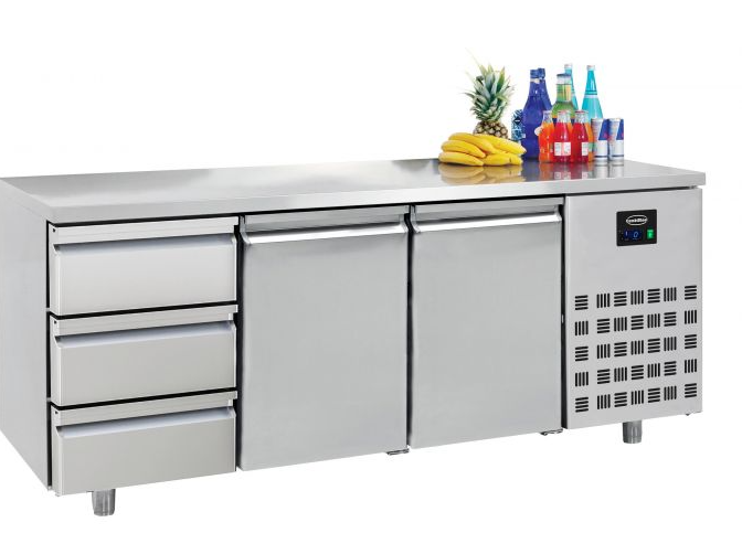 Buy Stainless steel cooling workbench | 2 doors | 3 drawers | 1865 x700 ...
