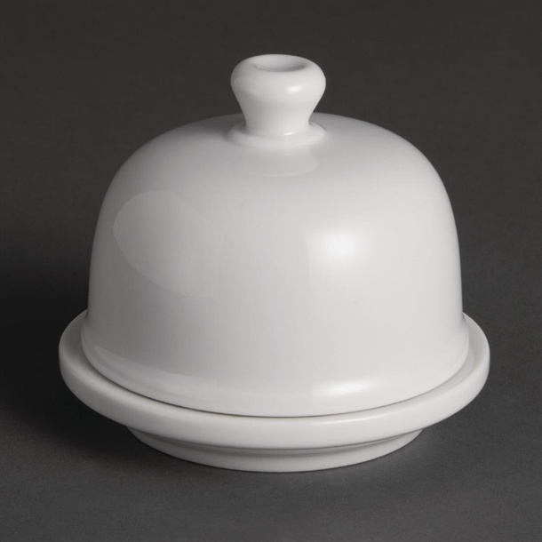 Buy Whiteware butter dish with lid (6 pieces) online - HorecaTraders