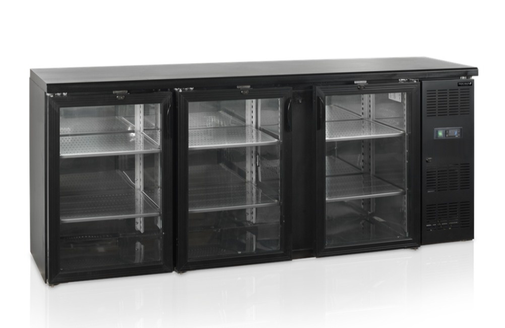Buy Bar fridge Black with glass door 200 x 51 x 86 cm | Premium Quality ...