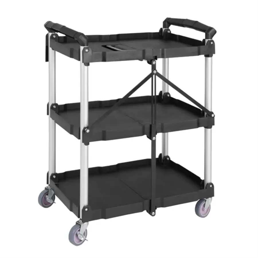 Buy 3-tier folding trolley | Black | Polypropylene | 83.5(h) x 64.5(w ...