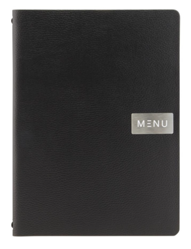 Buy Leather, A4 Raw menu book cover in black online - HorecaTraders