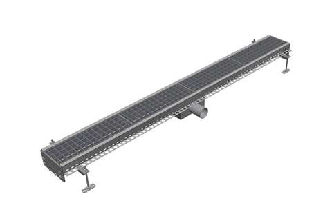 Buy Stainless steel gutter 150x2000mm central drain ø75mm horizontal ...