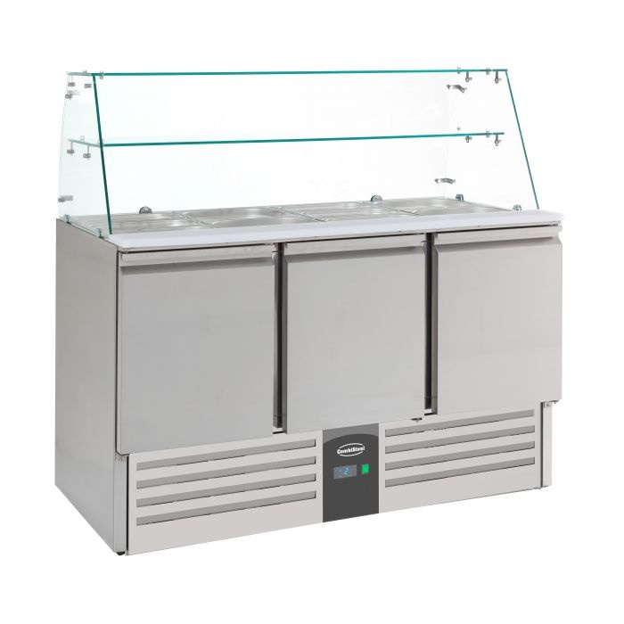 Buy Refrigerated saladette with glass stand | stainless steel | 3 doors ...