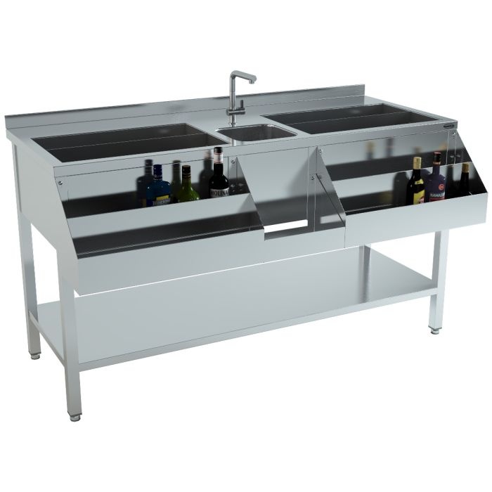 Buy Cocktail Bar station 1600 | 81.2kg | Stainless steel | Speed rail ...