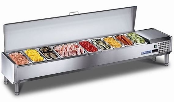 Buy Surface-mounted display case Chilled Stainless steel lid 4x 1/3 GN ...