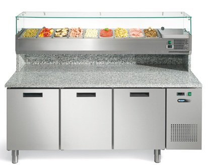 Buy Stainless steel pizza workbench 3 doors 193x80x147 cm online ...