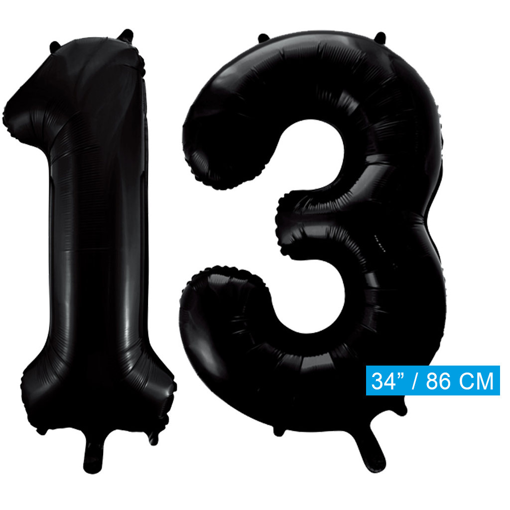 Zwarte cijfer 13 ballonnen - Partycorner.nl
