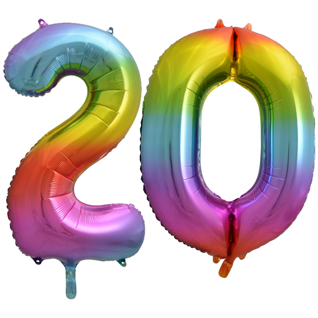 Regenboog cijfer ballon 20 - Partycorner.nl