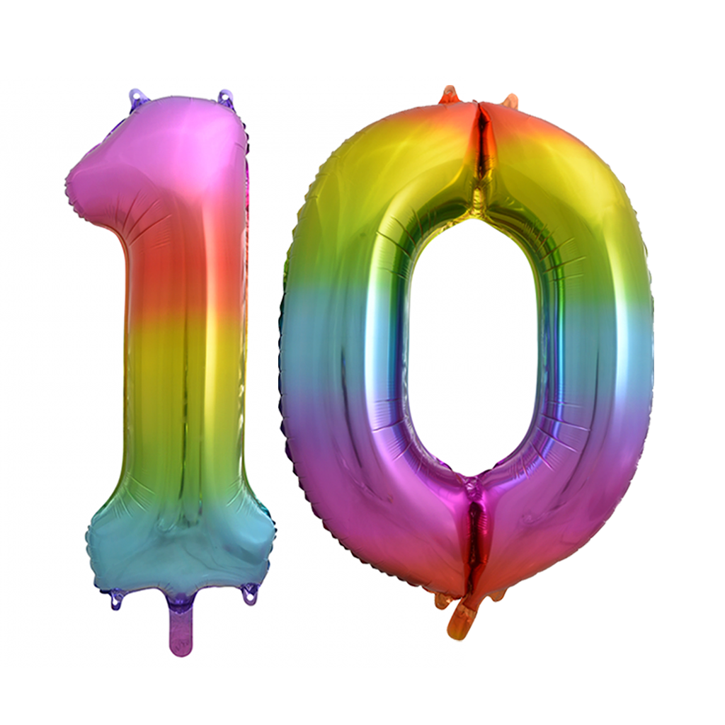 Regenboog cijfer ballon 10 - Partycorner.nl