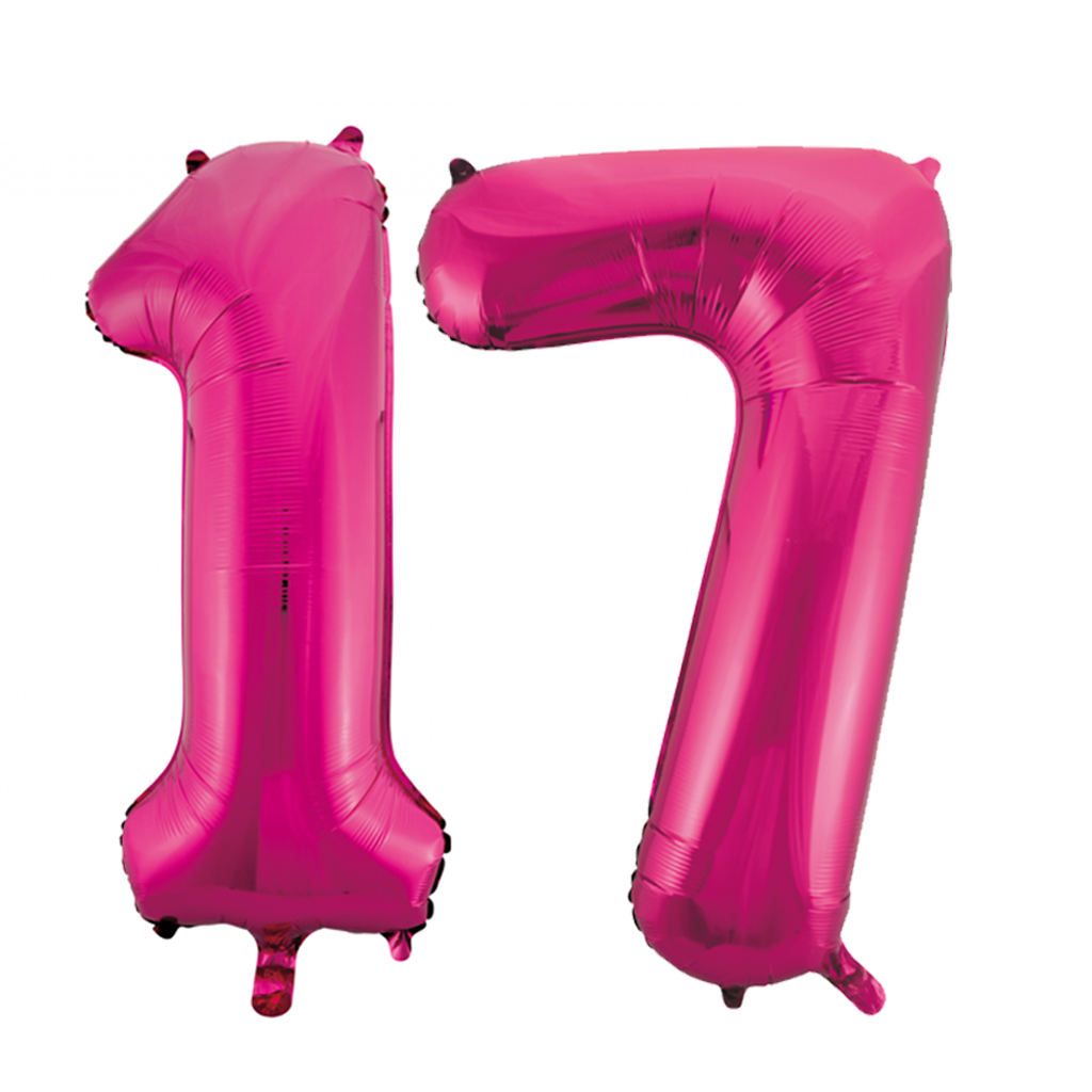 Folie cijfer ballonnen pink roze 17 - Partycorner.nl