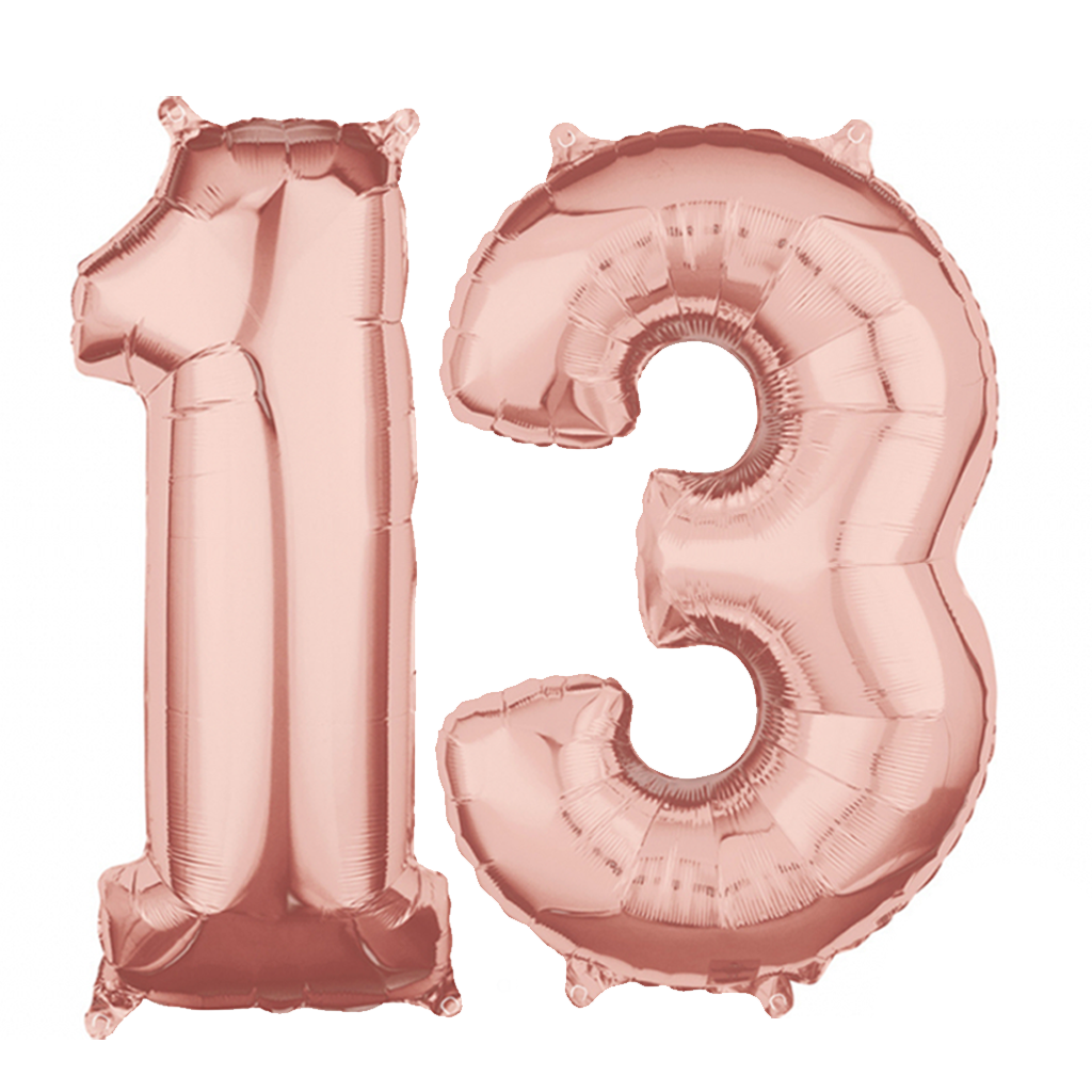 Helium cijfer ballonnen 13 rosé goud - Partycorner.nl