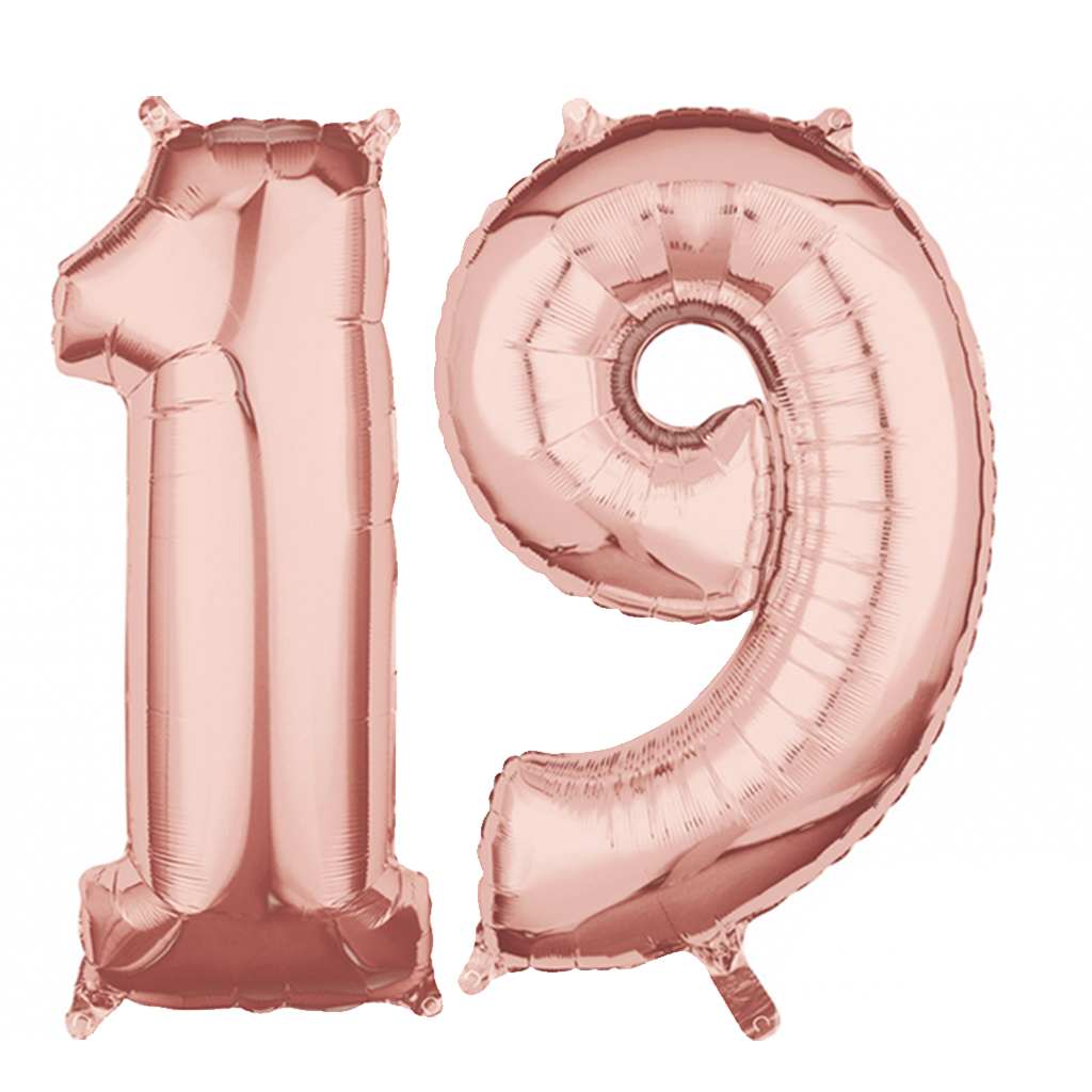 Helium cijfer ballonnen 19 rosé goud - Partycorner.nl